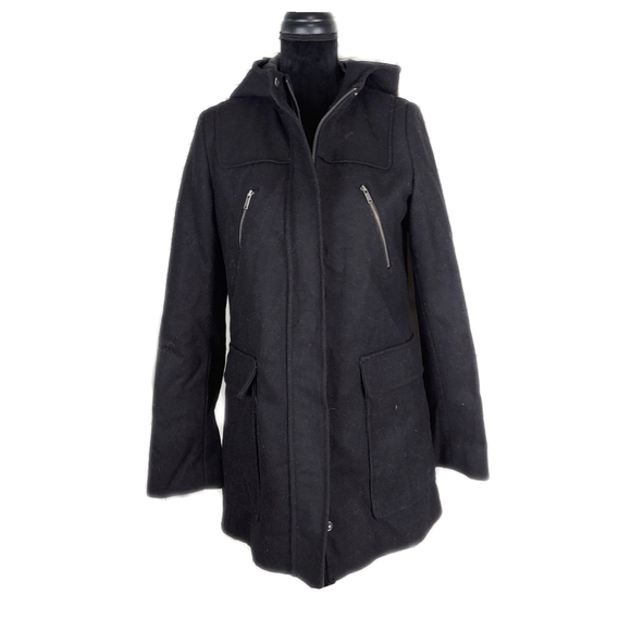 Merona | Jackets & Coats | New Merona Womens Black Wool Hooded Full Zip ...